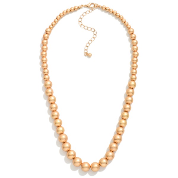 Matte Metal Graduated Bead Necklace - Approximately 16" L - Extender 3 ...