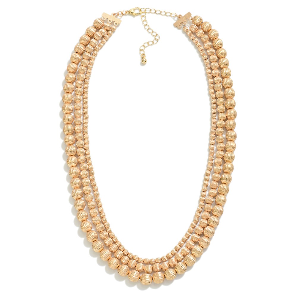 Layered Beaded Necklace With Tapered Bead Details - Approximately 14-16 ...