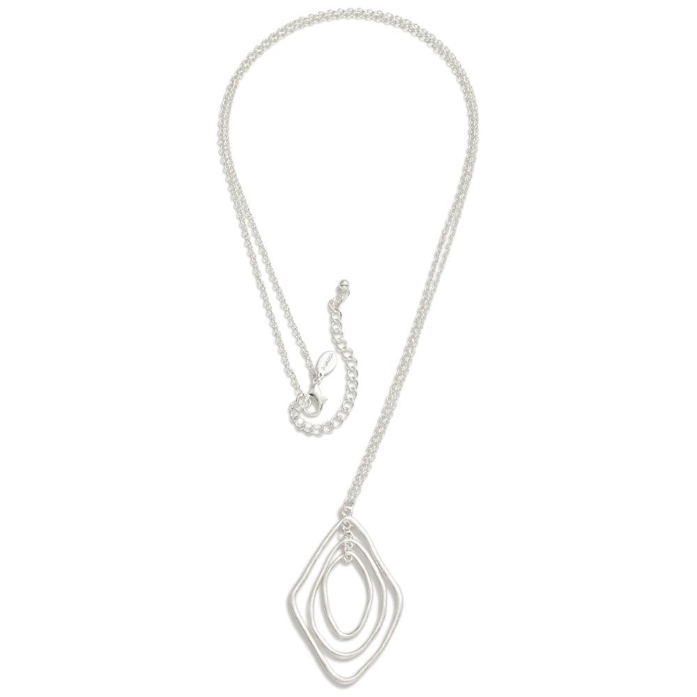 Long Chain Link Necklace Featuring Nesting Geometric Shape Pendant ...