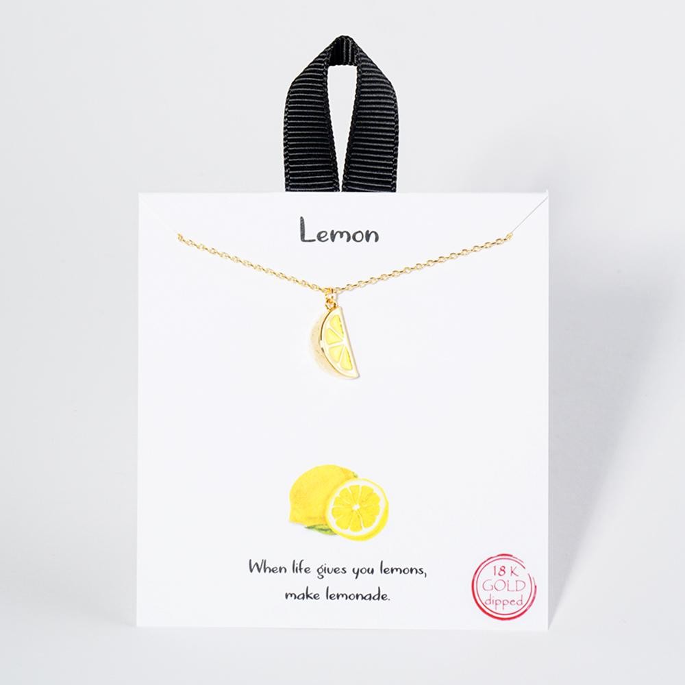 Dainty Chain Link Necklace Featuring Lemon Pendant - Gold Dipped ...