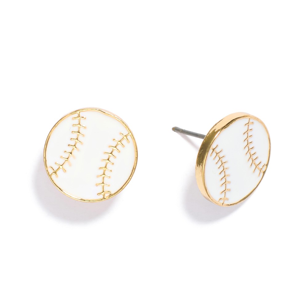 Enamel Baseball Stud Earrings - Approximately .75" L | 278335 ...