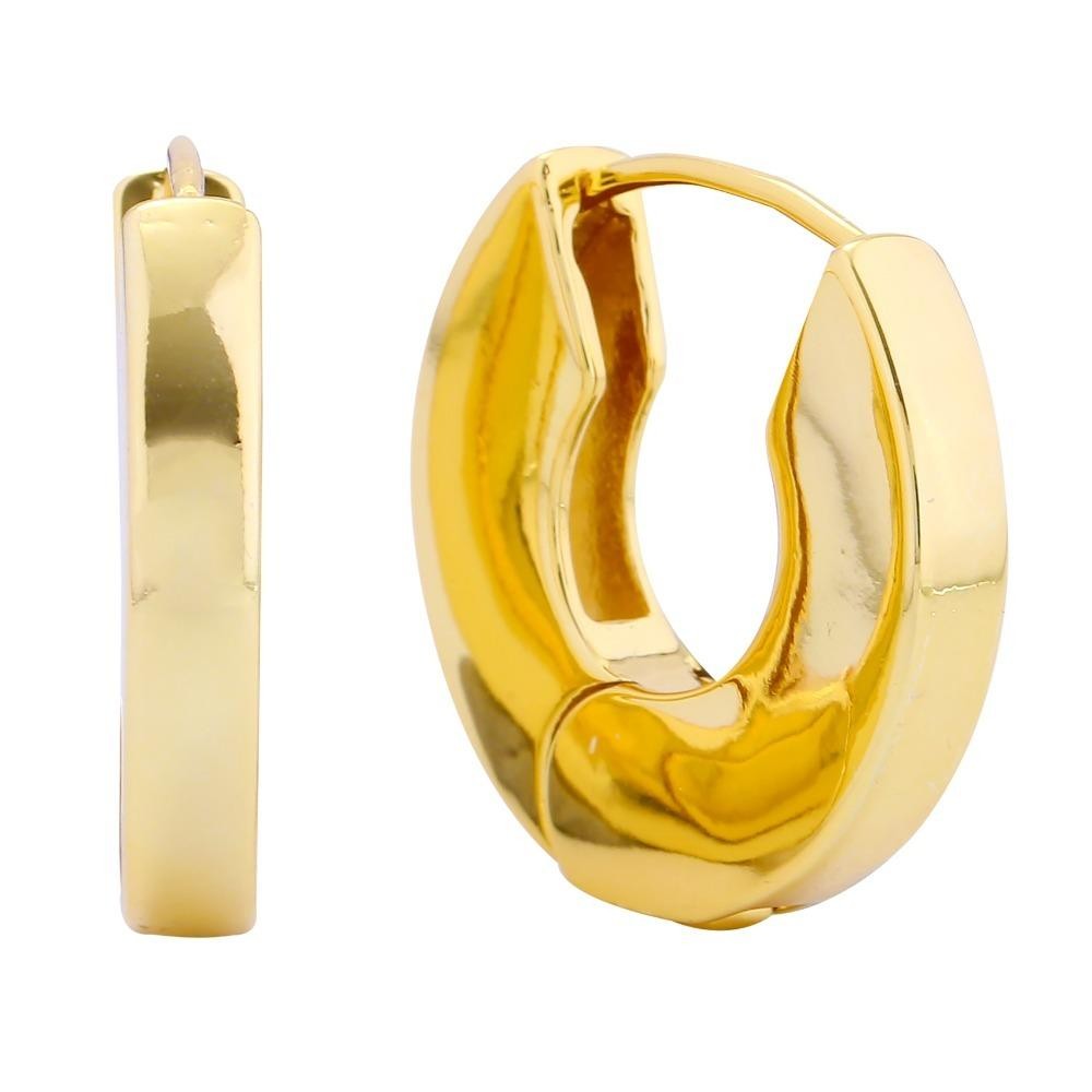 Do Everything In Love Chunky Flat Hoop Earrings - White / 14K Gold ...