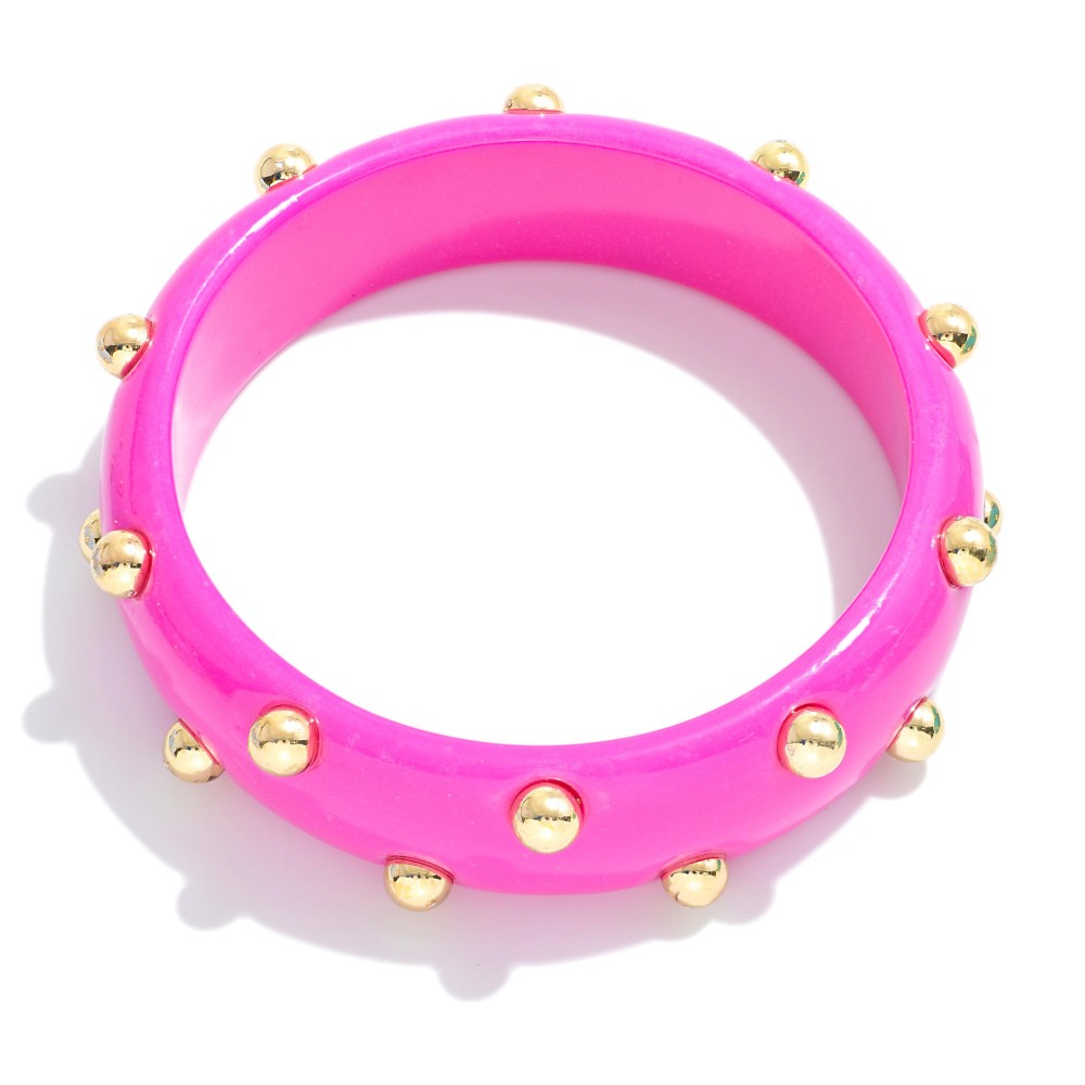 Resin Acetate Bangle Bracelet With Gold Tone Stud Accents ...