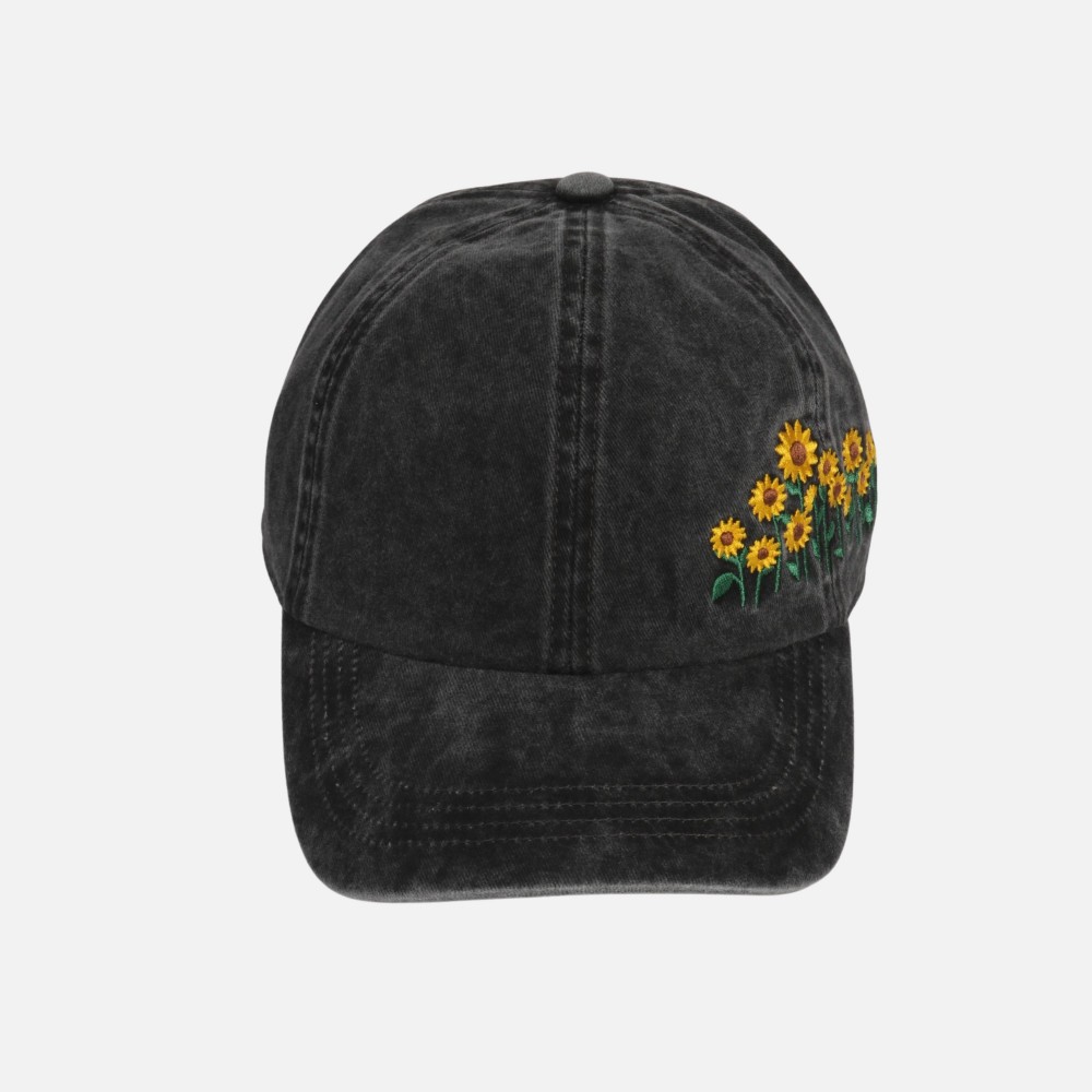 Side Embroidered Sunflowers Baseball Cap - One Size Fits Most - Buckle ...