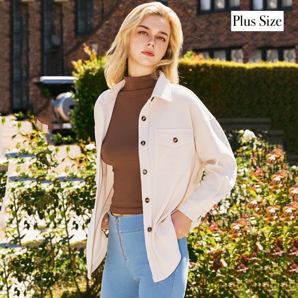 Women's Plus Size Corduroy Button Up Shacket (6-Pack) - High Collar ...