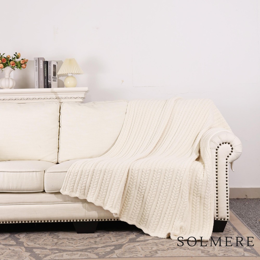 Solmere Blanket – Cable Knit Monochromatic Blanket Wrap yourself in ...