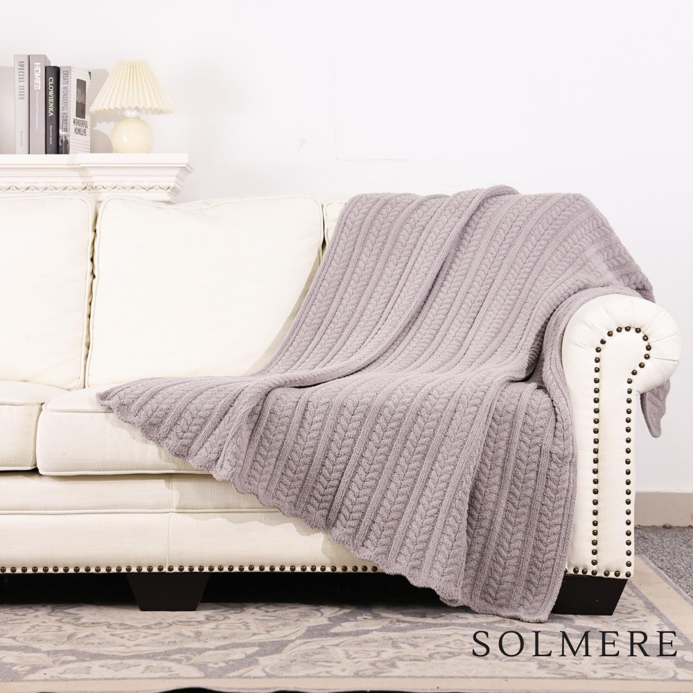 Solmere Blanket – Cable Knit Monochromatic Blanket Wrap yourself in ...