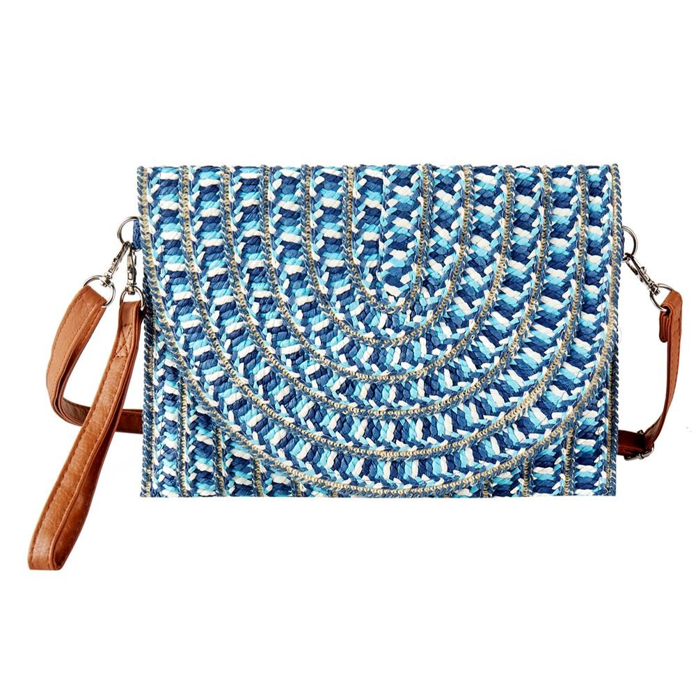 Woven Straw Clutch Cross Body Bag - Magnetic Closure - Removable ...