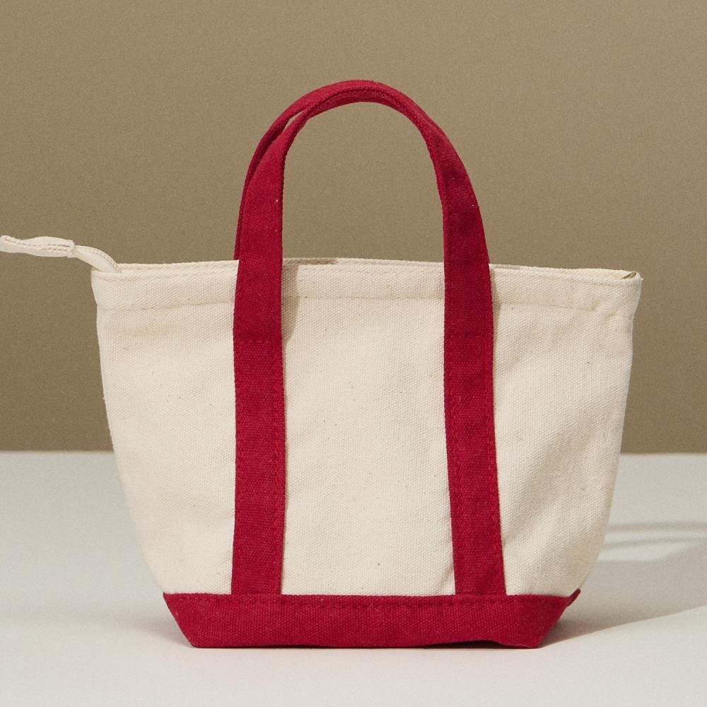 Mini Canvas Tote Bag - Zip Closure - Handle Drop 2" L - Approximately 9 ...
