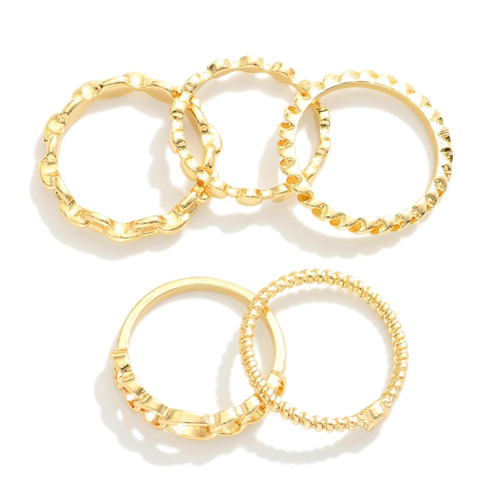 Set Of Five Stackable Rings - Size 7 | 87854 | Wholesale Fashion Jewelry